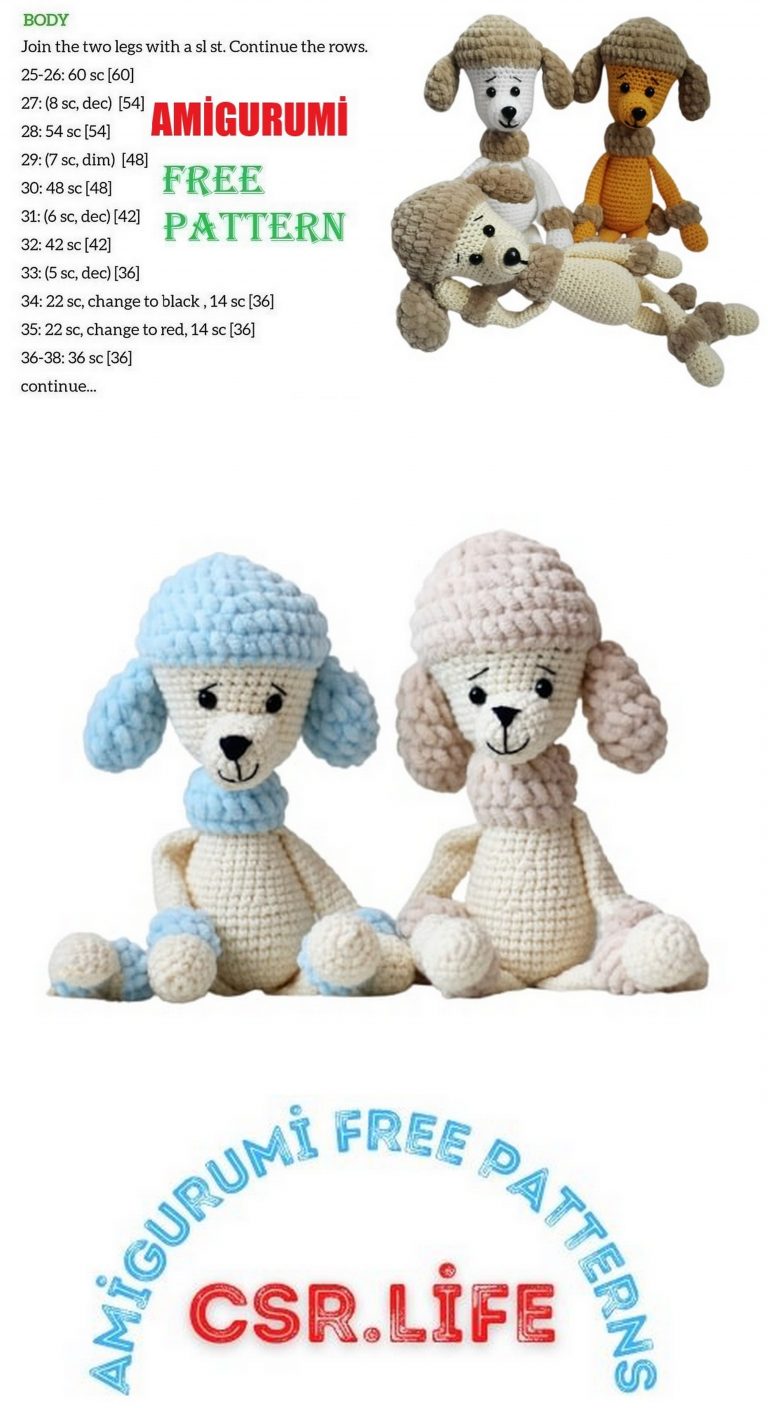 Amigurumi Dog Poodle Free Crochet Pattern - Free Amigurumi Crochet Patterns