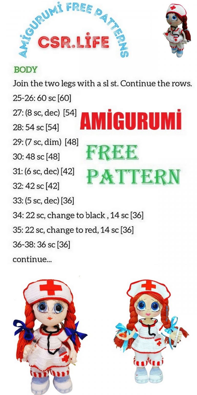 Nurse Doll Amigurumi Free Pattern - Free Amigurumi Crochet Patterns