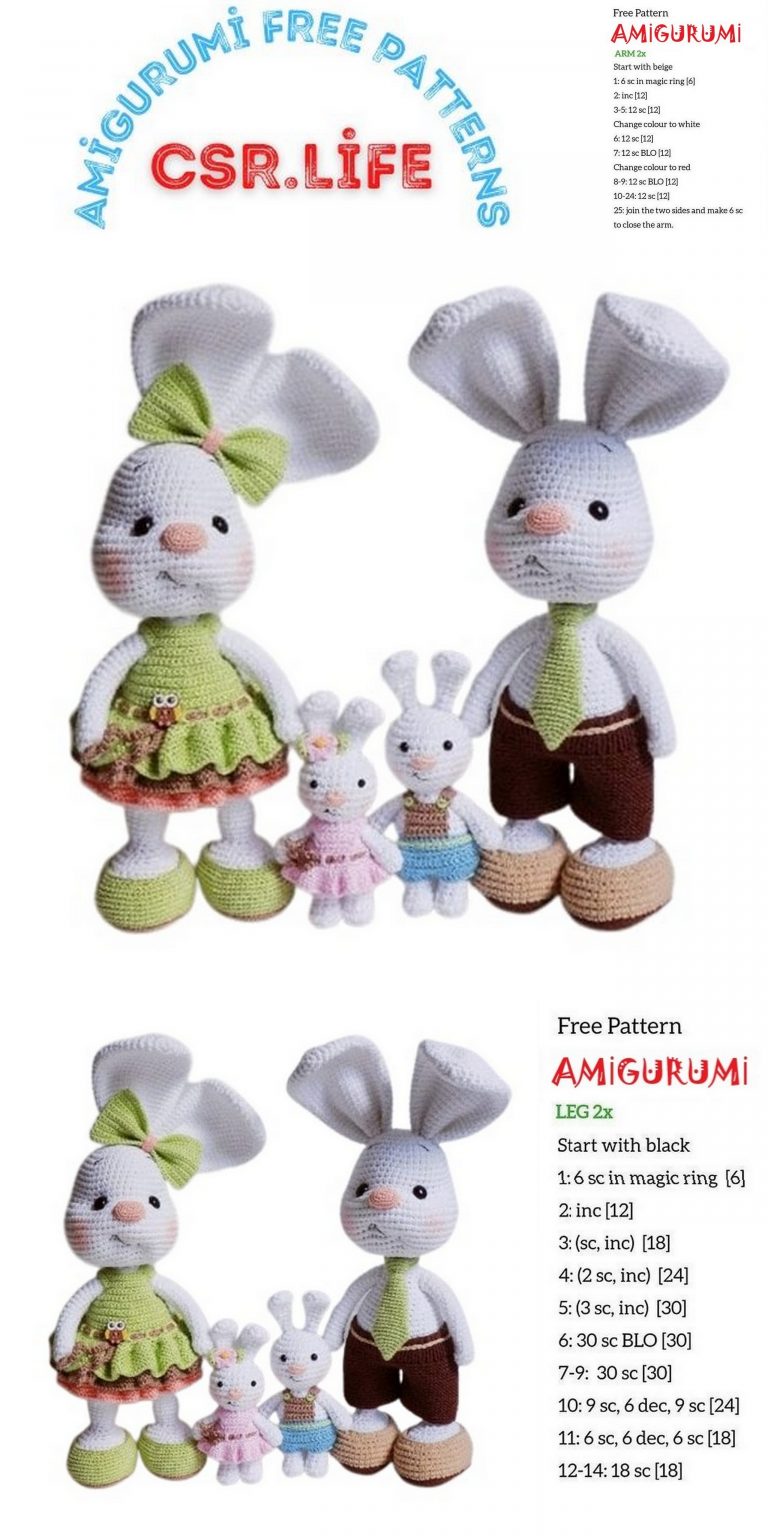 Cute Bunny Family Amigurumi Free Crochet Pattern - Free Amigurumi ...