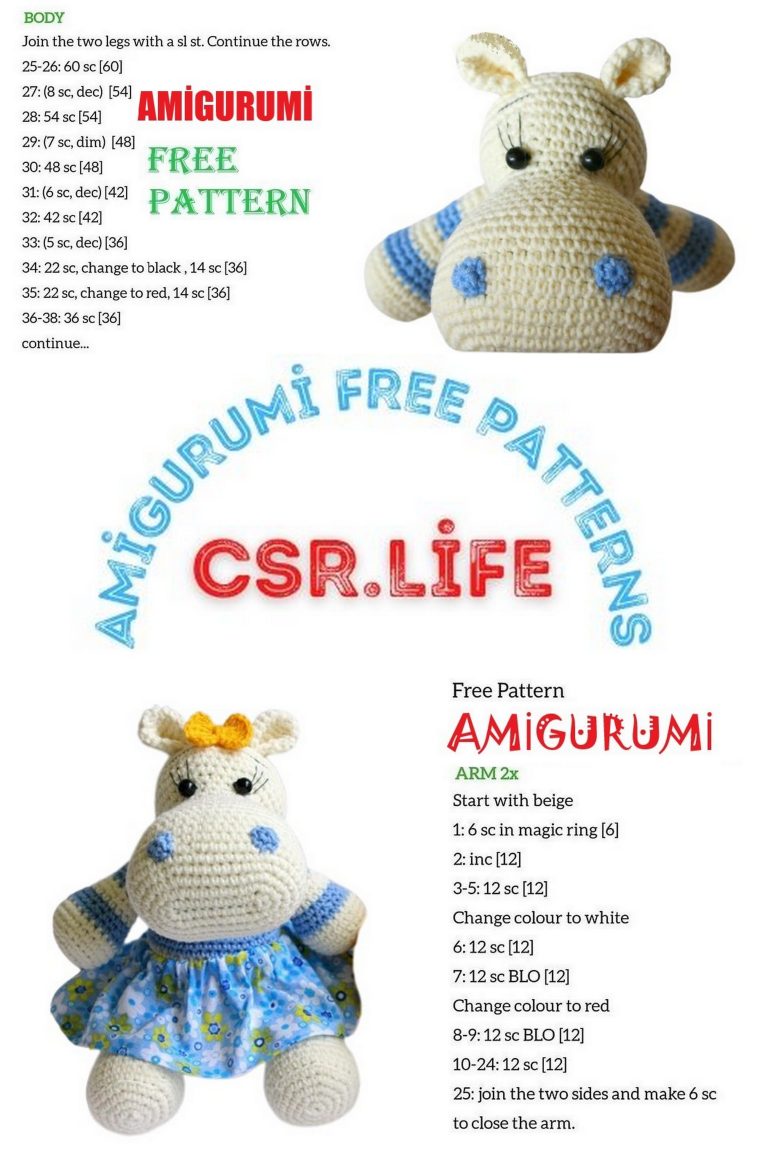 Fancy Female Hippo Amigurumi Free Pattern - Crochet Your Own Elegant ...