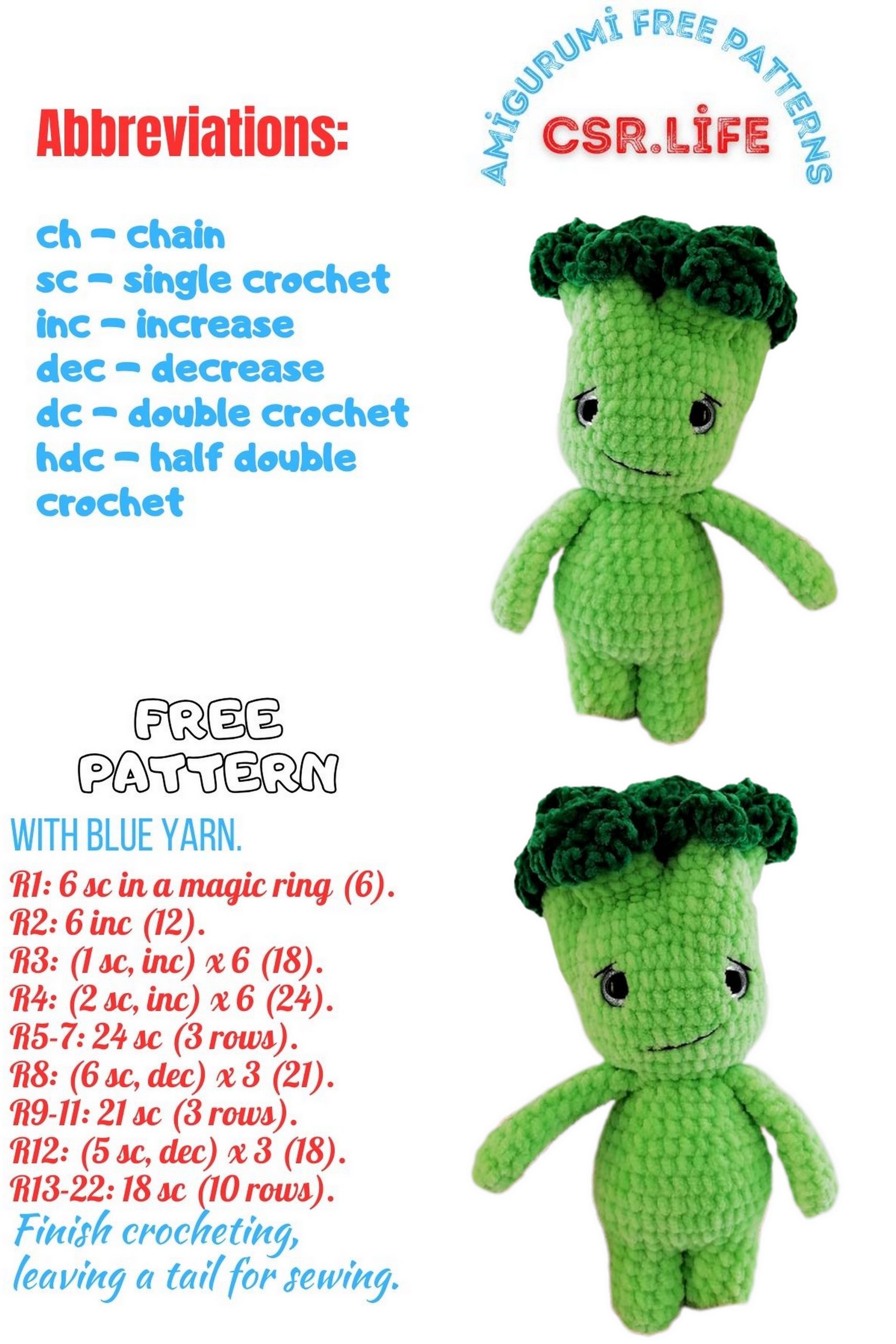 Free Broccoli Man Amigurumi Pattern: Craft Your Veggie Superhero ...