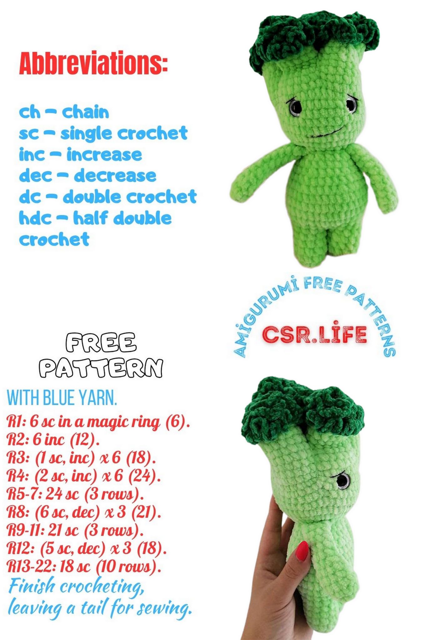 Free Broccoli Man Amigurumi Pattern: Craft Your Veggie Superhero ...