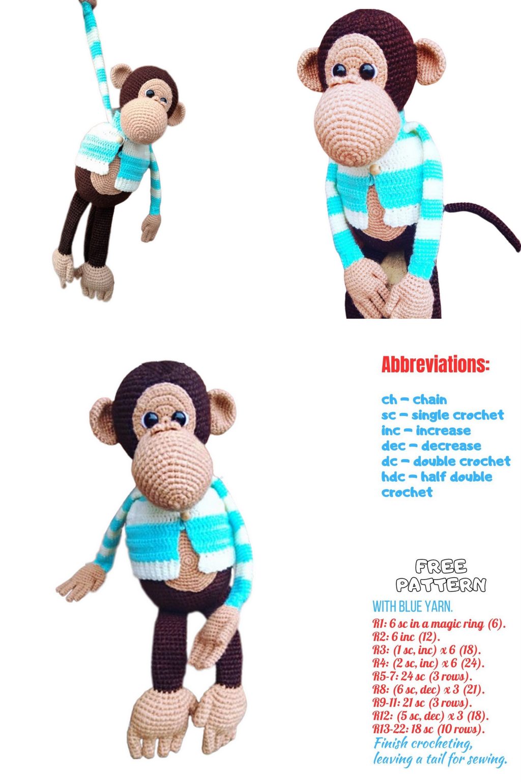 Free Amigurumi Monkey Momo Pattern - Free Amigurumi Crochet Patterns