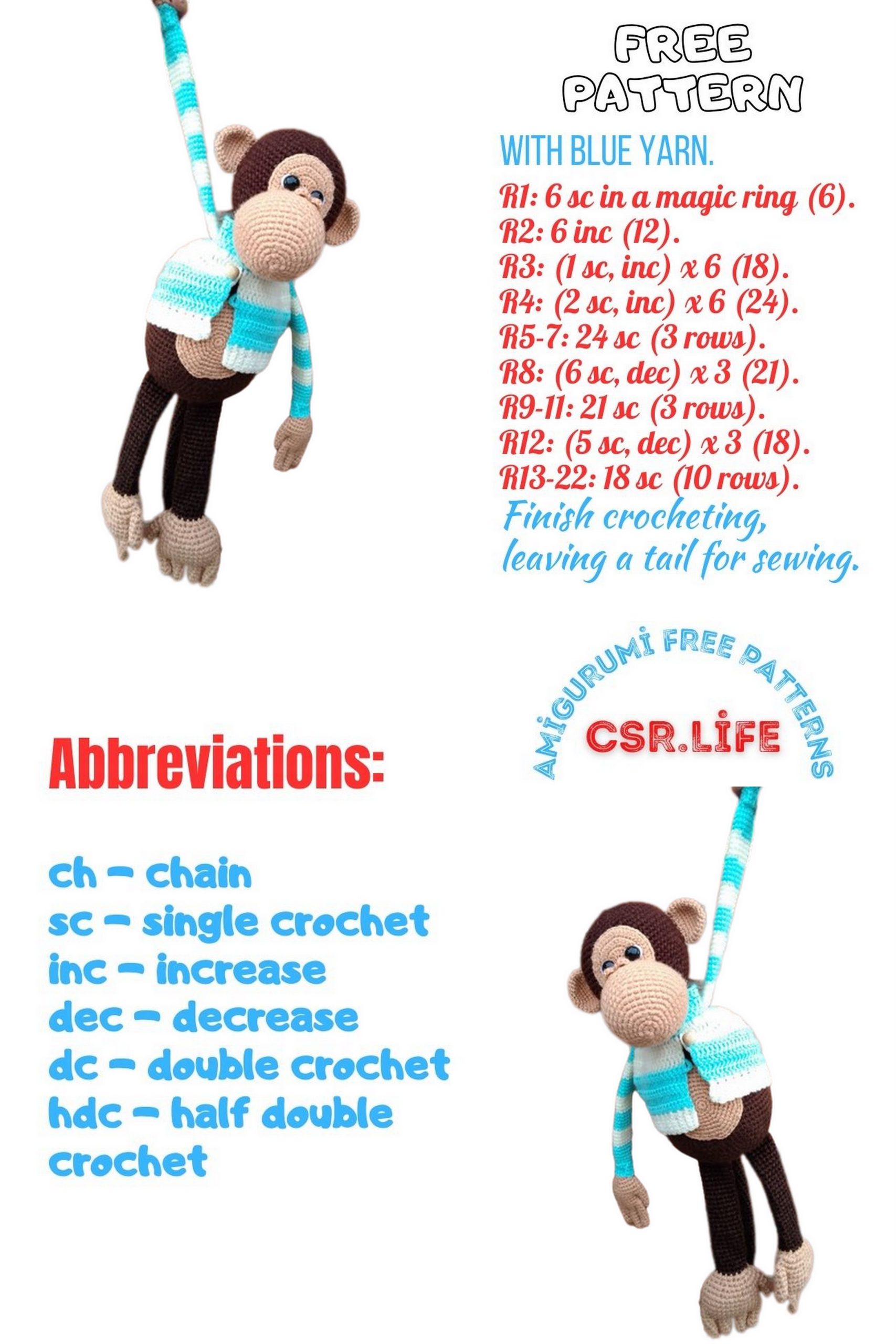 Free Amigurumi Monkey Momo Pattern - Free Amigurumi Crochet Patterns