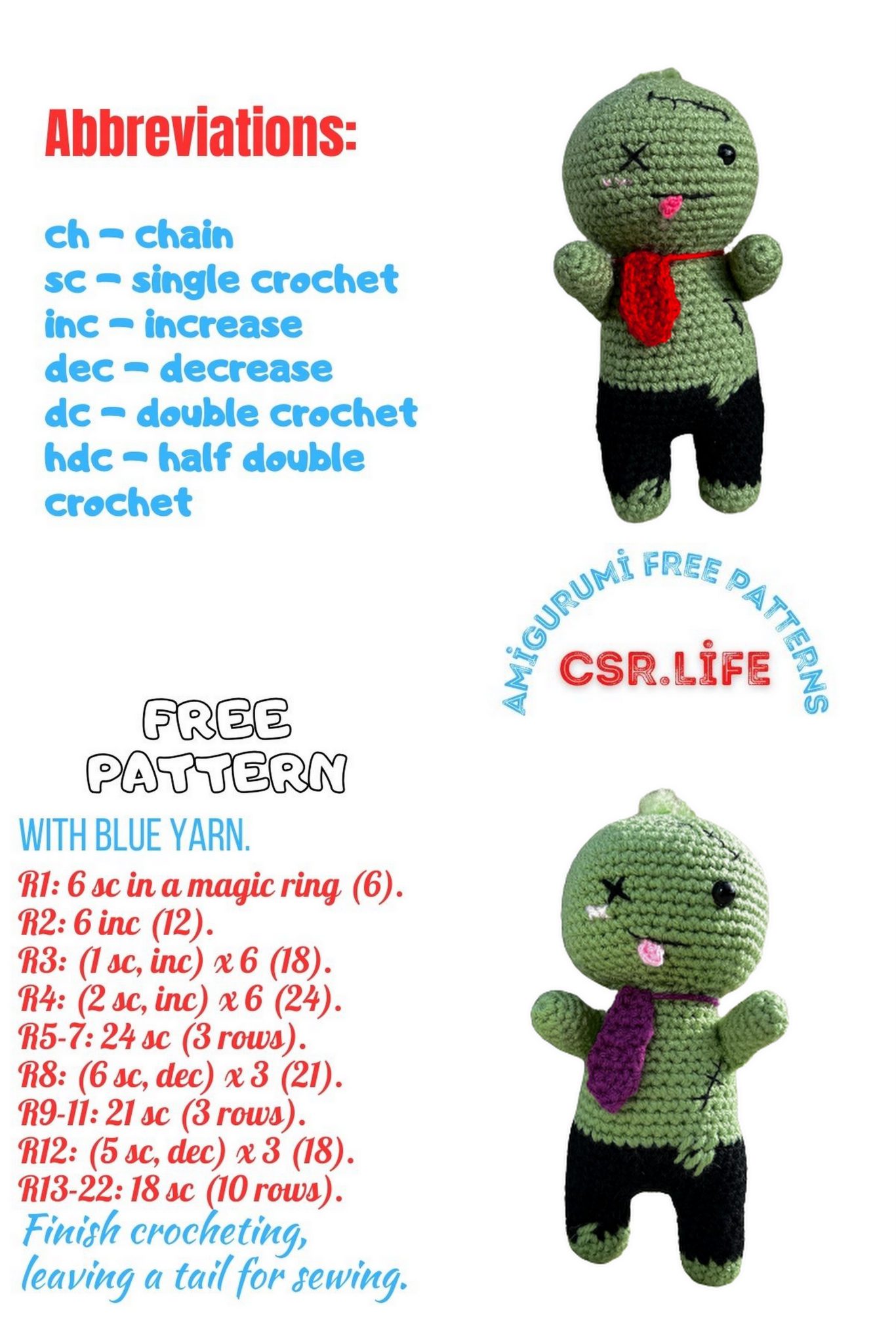 Halloween Zombie Amigurumi Free Pattern | Craft a Spooky, Cute Crochet ...