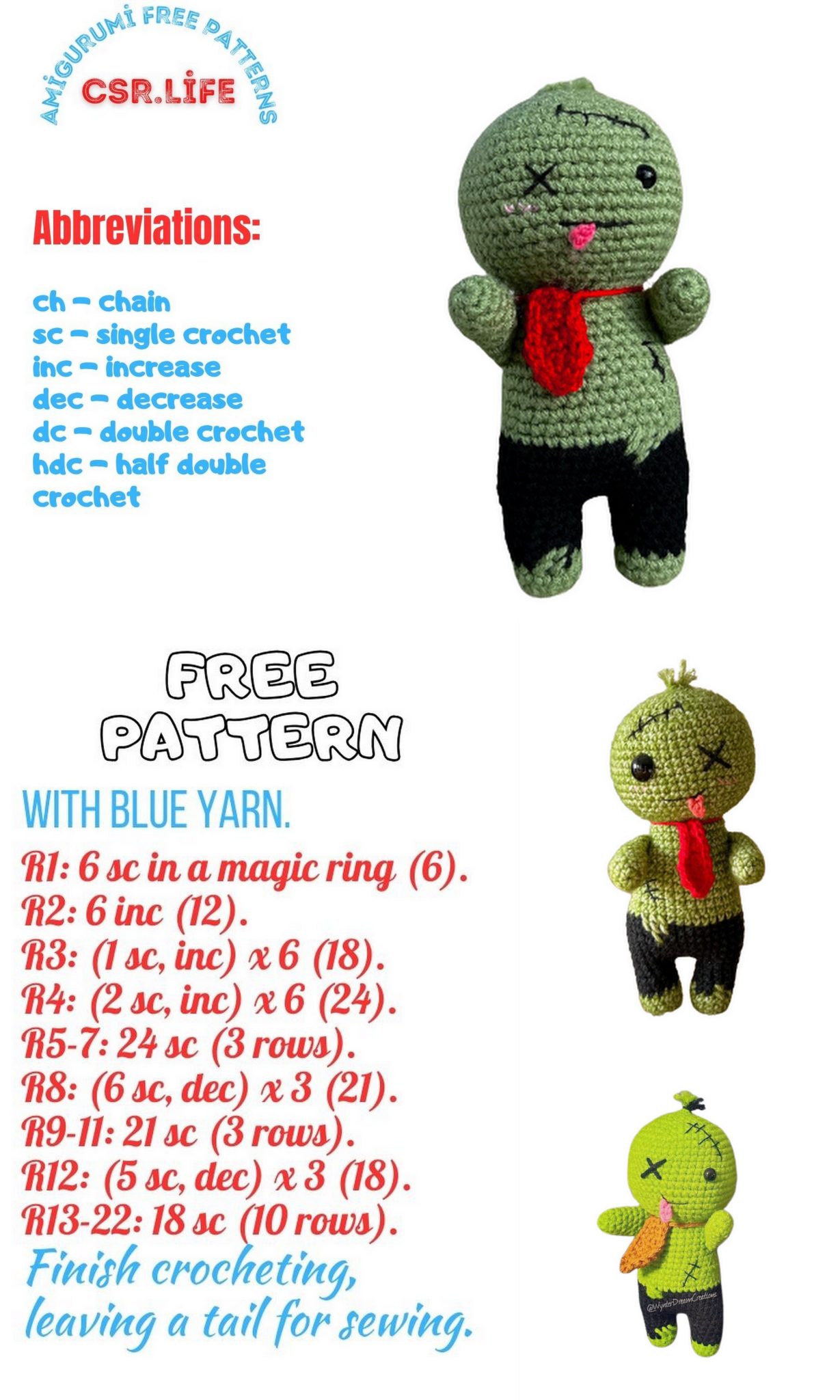 Halloween Zombie Amigurumi Free Pattern | Craft a Spooky, Cute Crochet ...