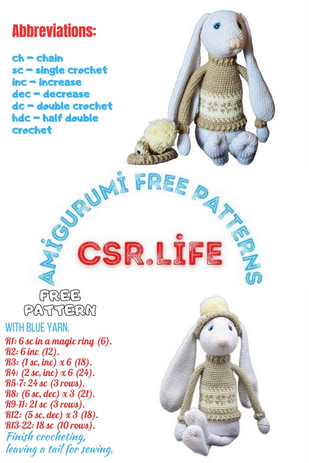 Bunny Bono Amigurumi Free Pattern | Step-by-Step Crochet Tutorial ...