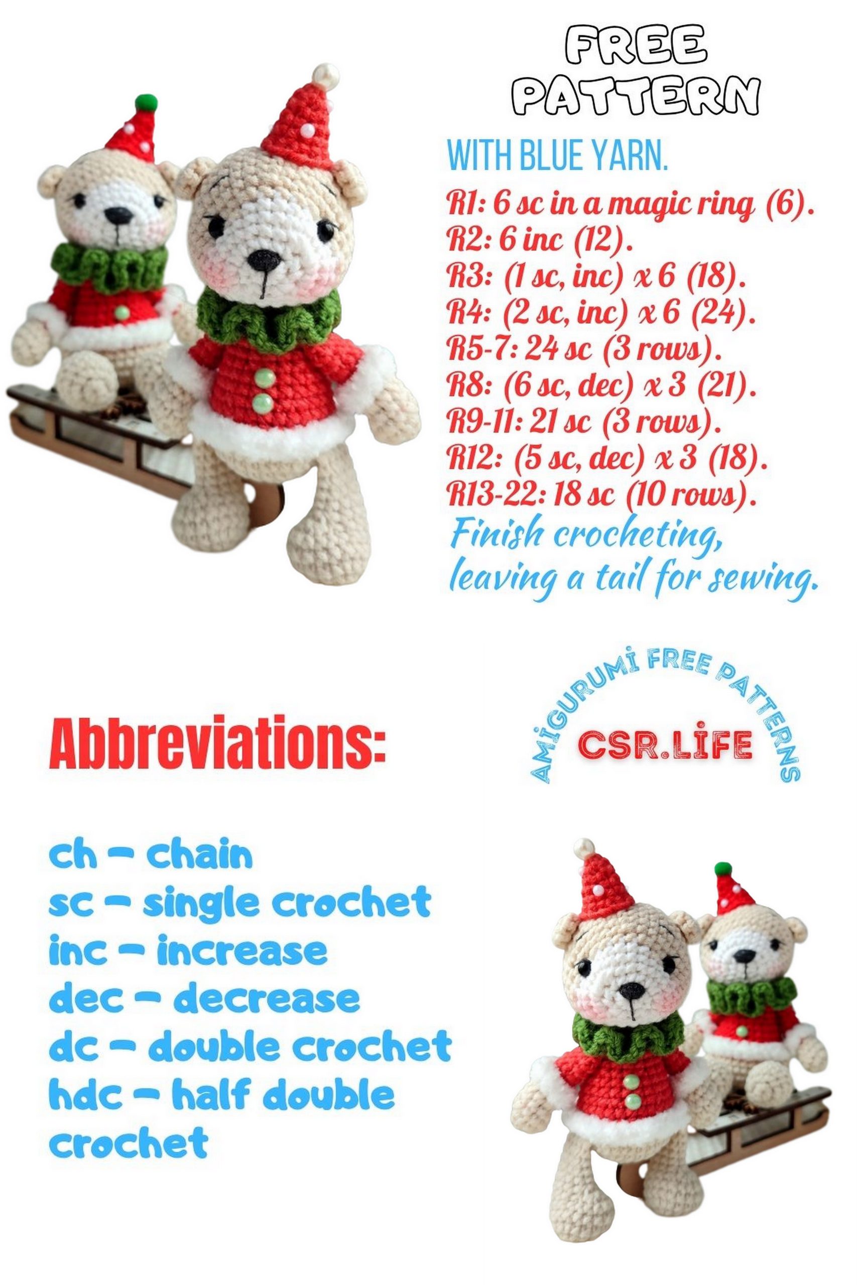 Jolly Holidays: Free Christmas Amigurumi Little Teddy Bear Crochet ...