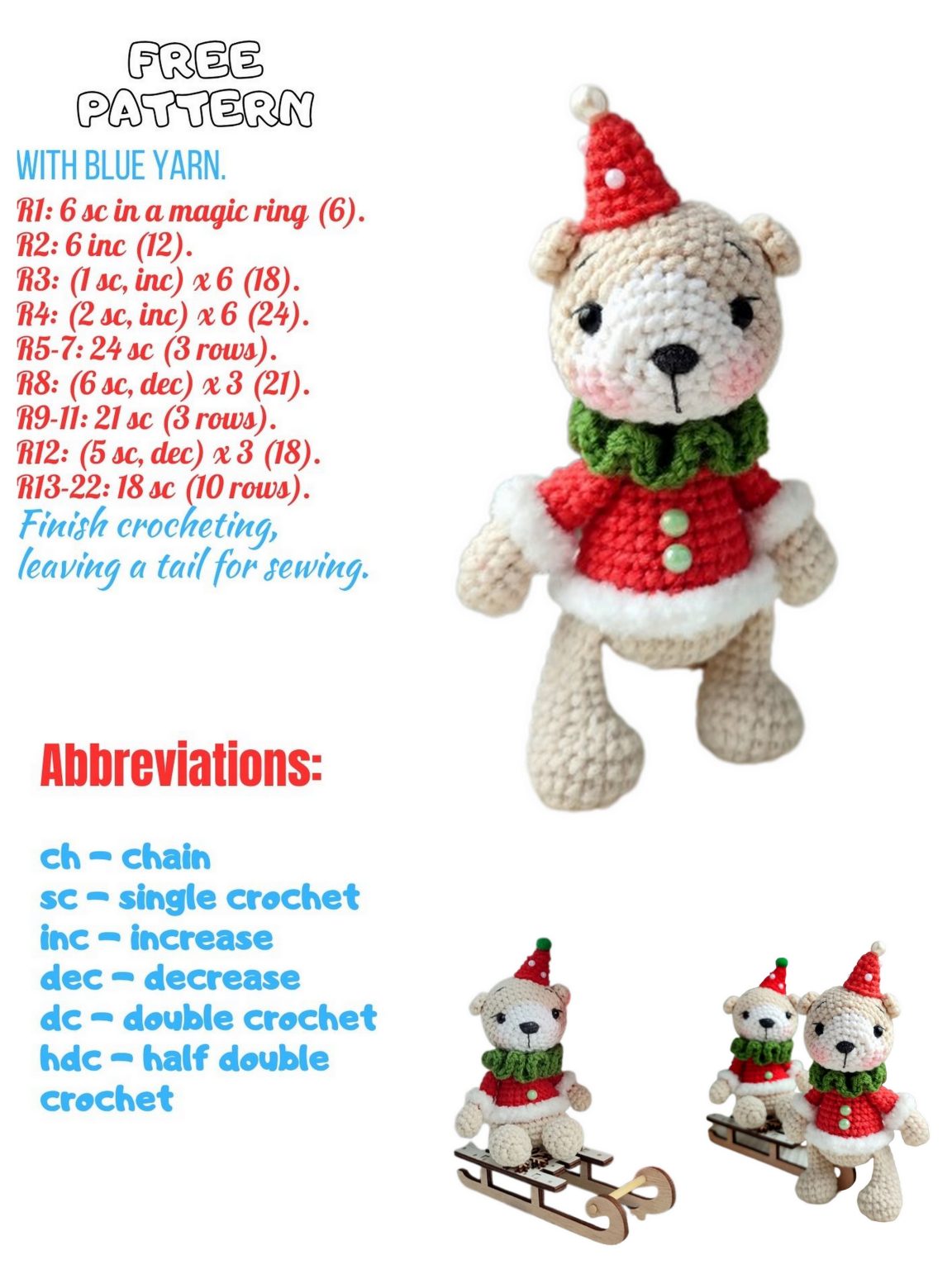 Jolly Holidays: Free Christmas Amigurumi Little Teddy Bear Crochet ...