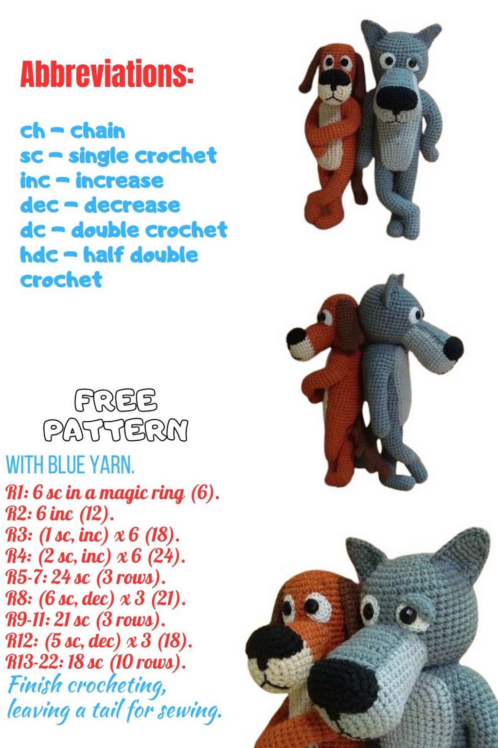 Wolf and Dog Amigurumi Free Pattern: Crochet Your Own Loyal Companions ...