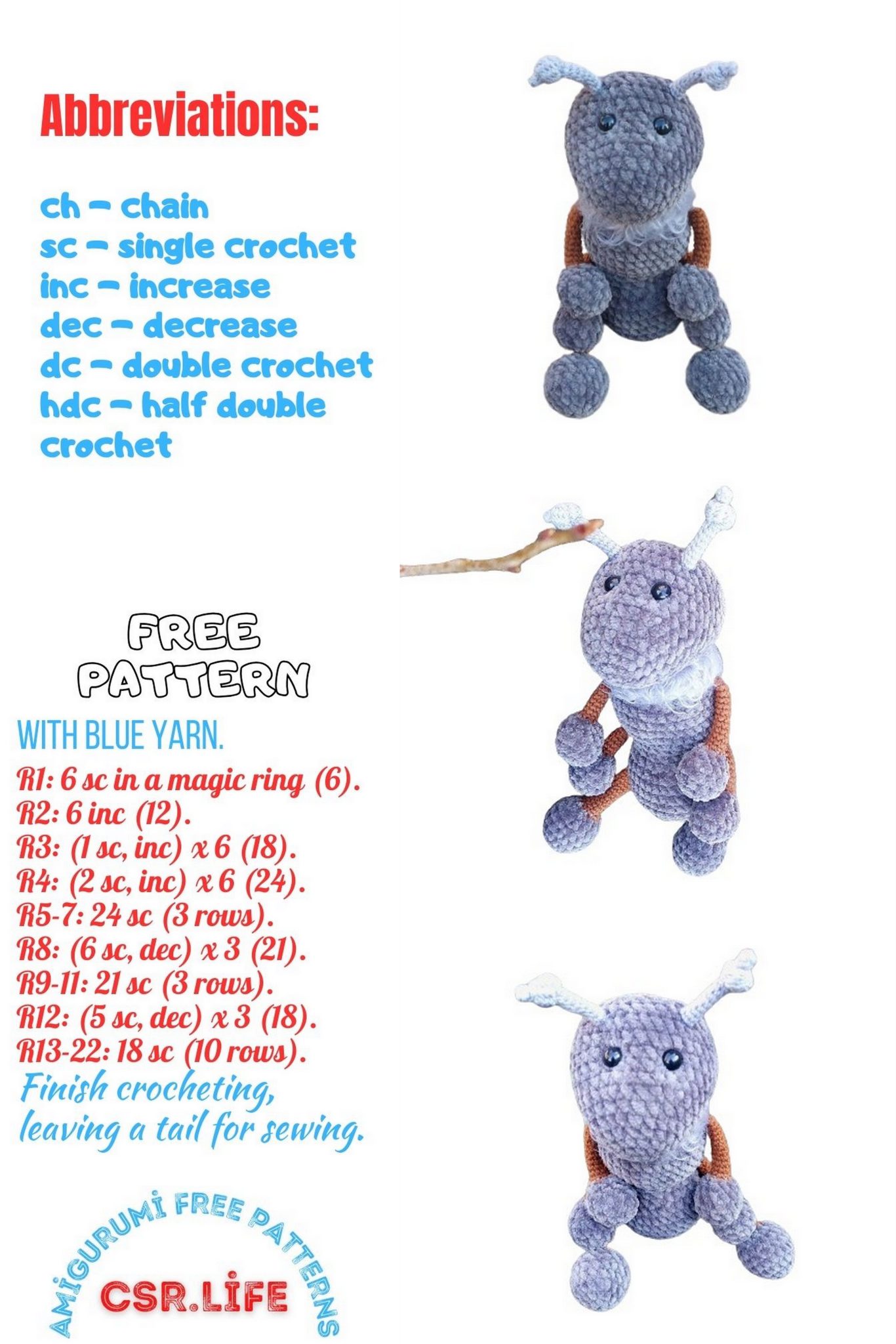Cute Ant Amigurumi Free Pattern: Craft Your Tiny and Adorable Insect ...