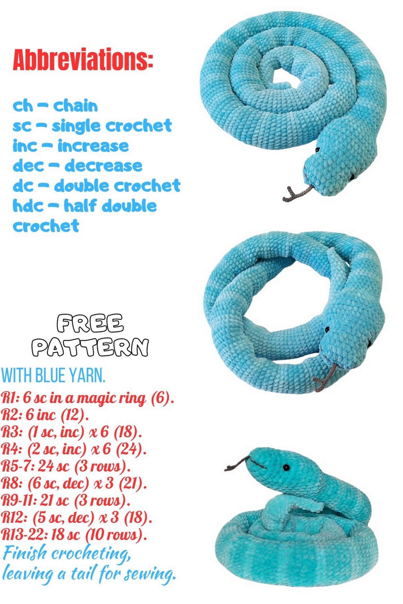 Free Velvet Snake Amigurumi Pattern - Crochet Your Own Cuddly Serpent ...